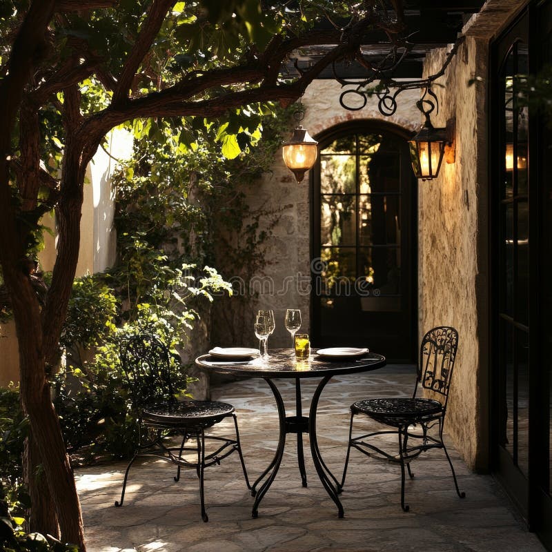 Restaurant in the Shade of a Tree in the Garden. Stock Illustration ...