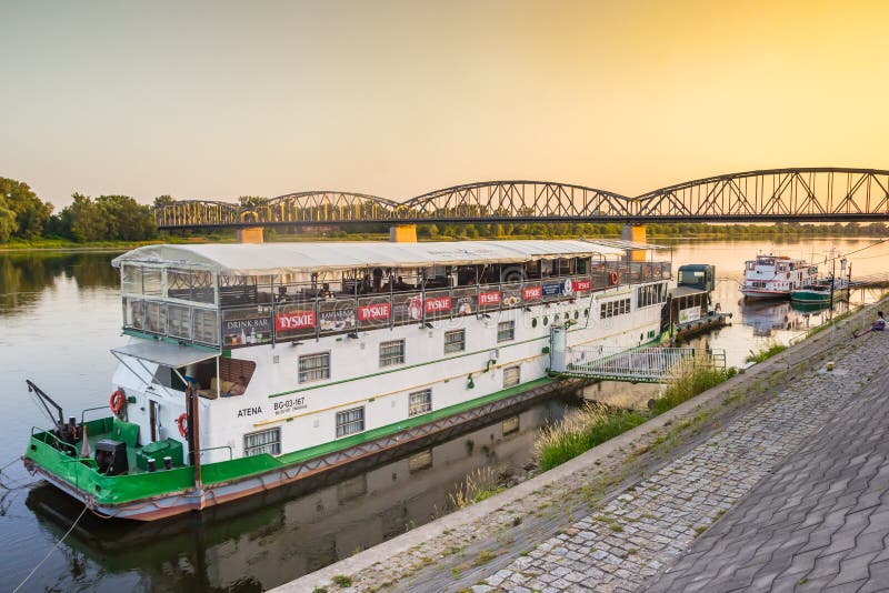 Restaurant Ship in the Wisla River in the Evening Sun in Torun ...