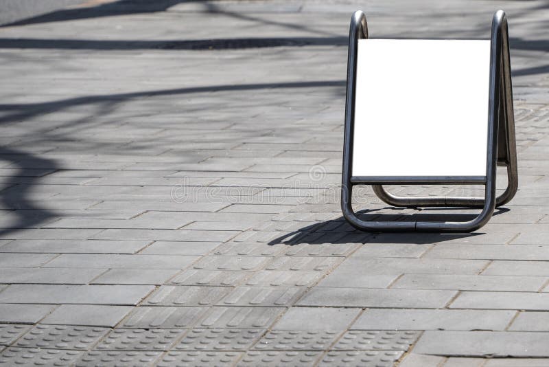 Restaurant Sidewalk Sign Board with White Mockup Screen for Advertising ...