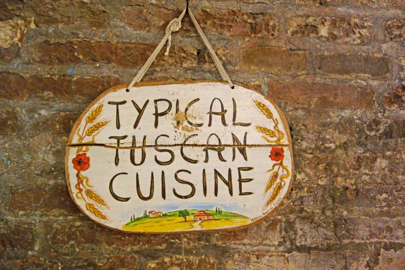 Restaurant with Sign Saying Typical Tuscan Cuisine. Stock Image - Image ...