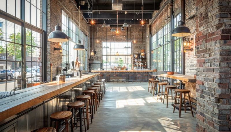 The Restaurant is Spacious with Numerous Windows, Tables, and Stools ...