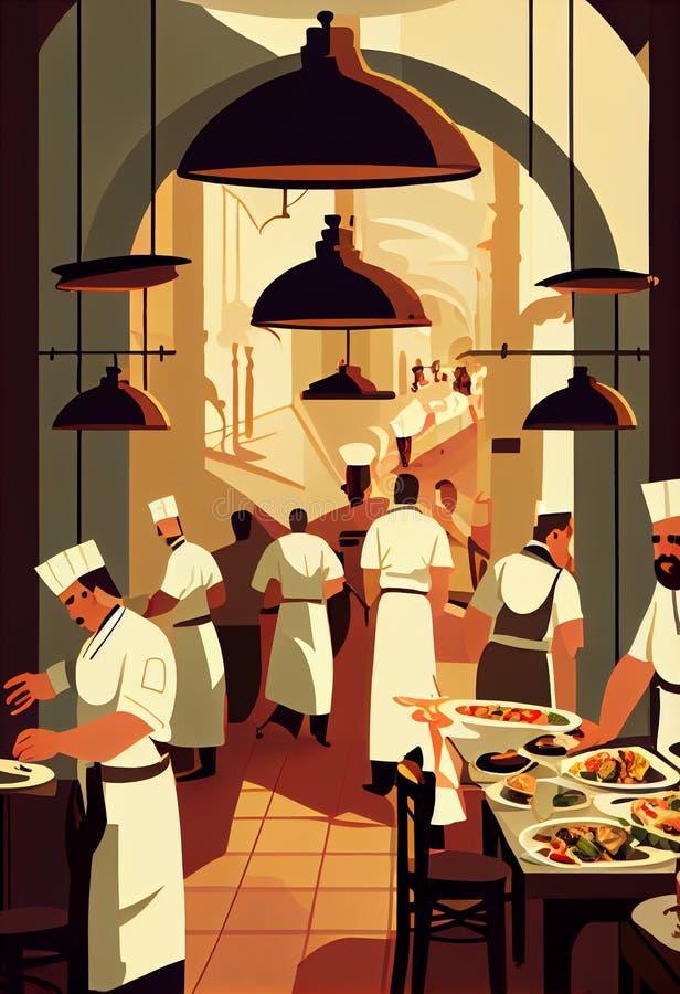 Restaurant Staff Working in the Kitchen. AI Generated Stock Image ...