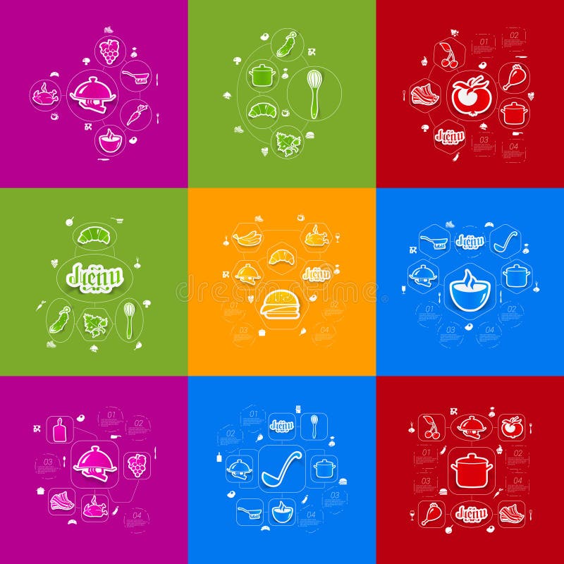 Restaurant Sticker Infographic Stock Vector - Illustration of chef ...
