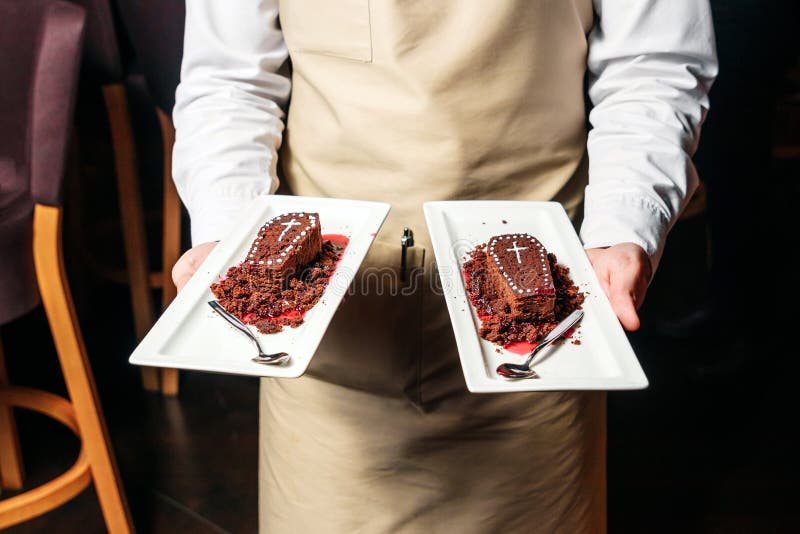 Restaurant Sweets in the Form of Coffins, the Theme of Halloween Stock ...