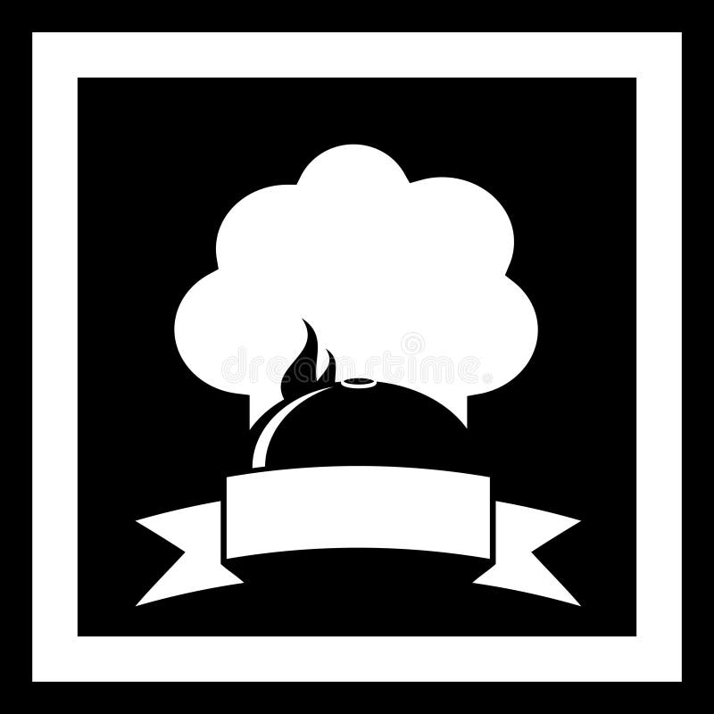 Restaurant Symbol with Dish and Cook Hat Stock Vector - Illustration of ...