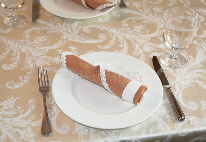 Restaurant Table Arrangement Stock Photo - Image of curtain, dinner ...