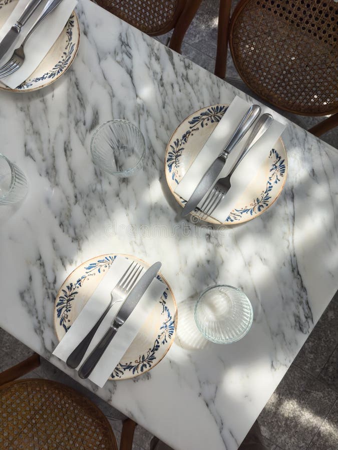 Restaurant Table in Daylight Stock Illustration - Illustration of blurred, design: 381430594