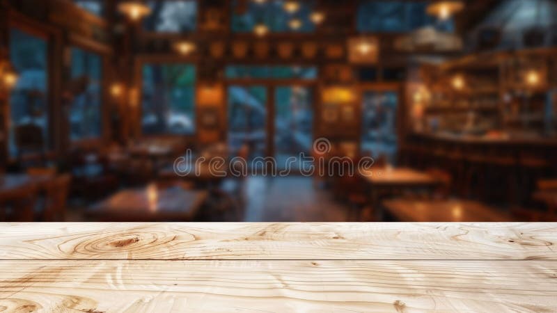 Restaurant Table at Night with Blurred Background for Display Stock ...