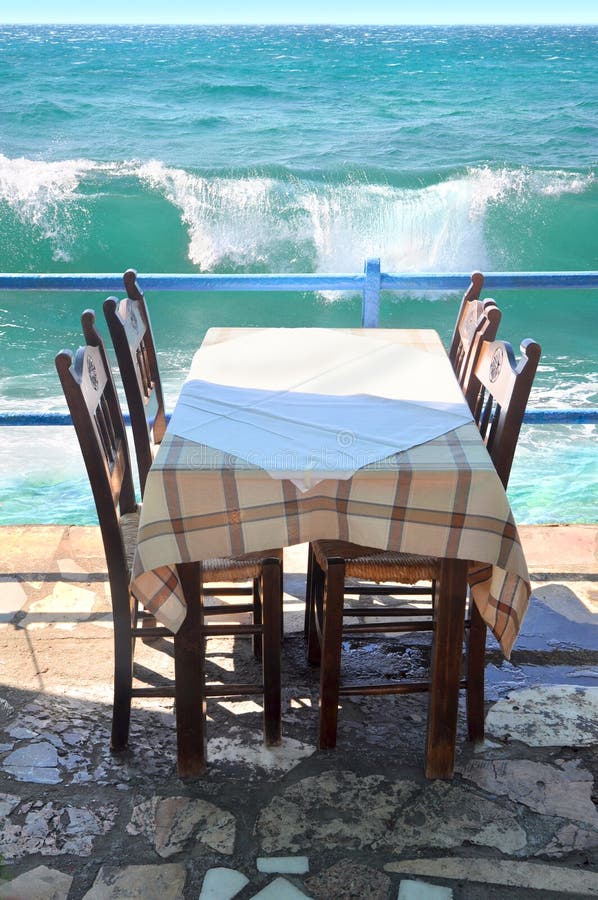 Restaurant Table by the Sea Stock Photo - Image of lunch, chairs: 107115892
