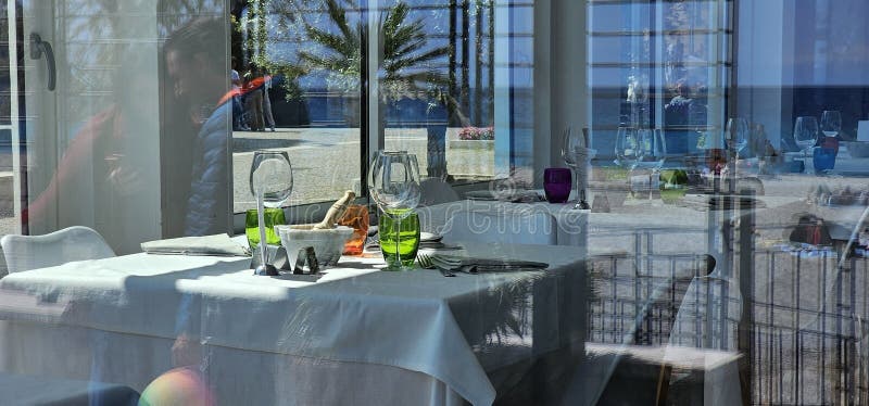 A Restaurant Table Set for an Elegant Lunch Stock Photo - Image of fork ...