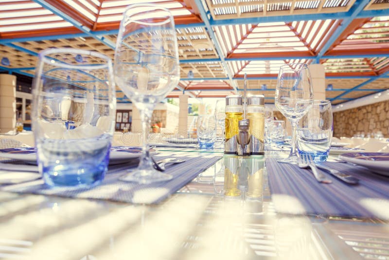 Restaurant Table Setting, with Bright Colors and Mediterranean-style ...