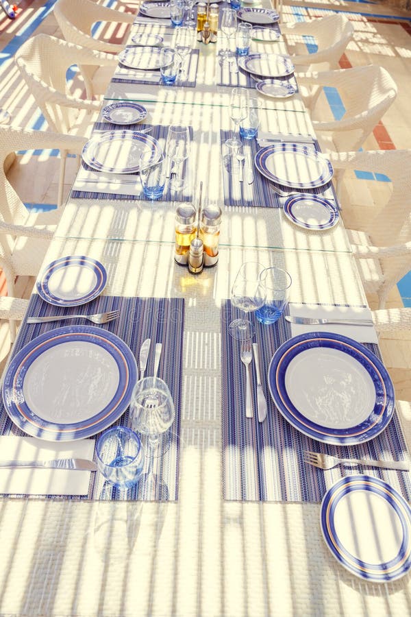 Restaurant Table Setting, with Bright Colors and Mediterranean-style ...