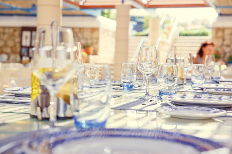 Restaurant Table Setting, with Bright Colors and Mediterranean-style ...