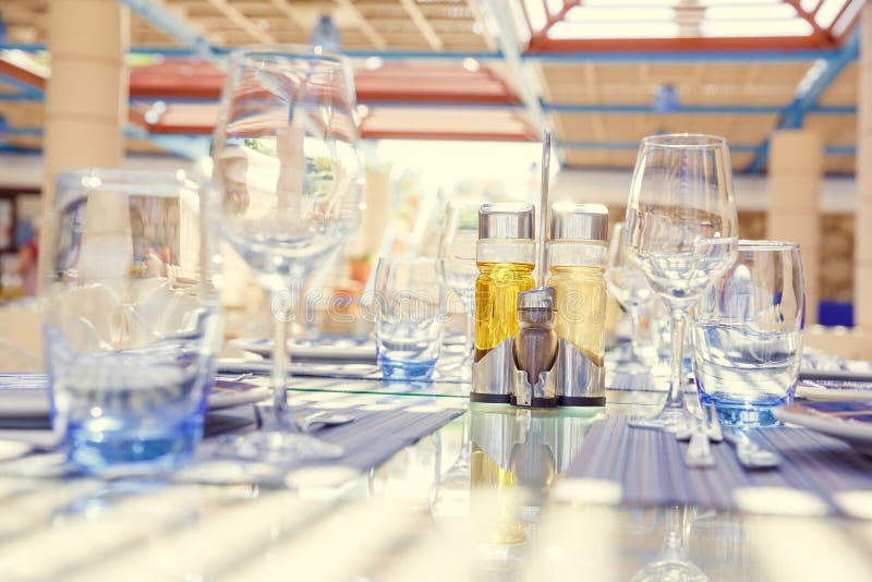 Restaurant Table Setting, with Bright Colors and Mediterranean-style ...