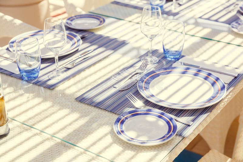 Restaurant Table Setting, with Bright Colors and Mediterranean-style ...
