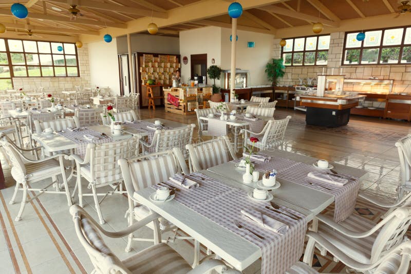 Restaurant Table Setting, with Bright Colors and the Style of Pr Stock ...