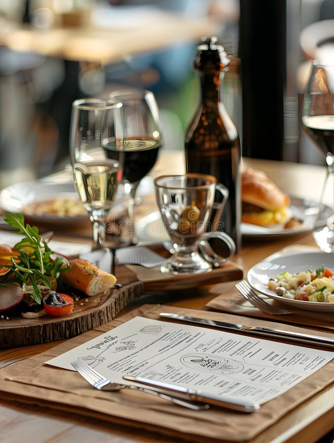 Restaurant Table Setting, Elegant Dinnerware, Gourmet Food, and Wine ...