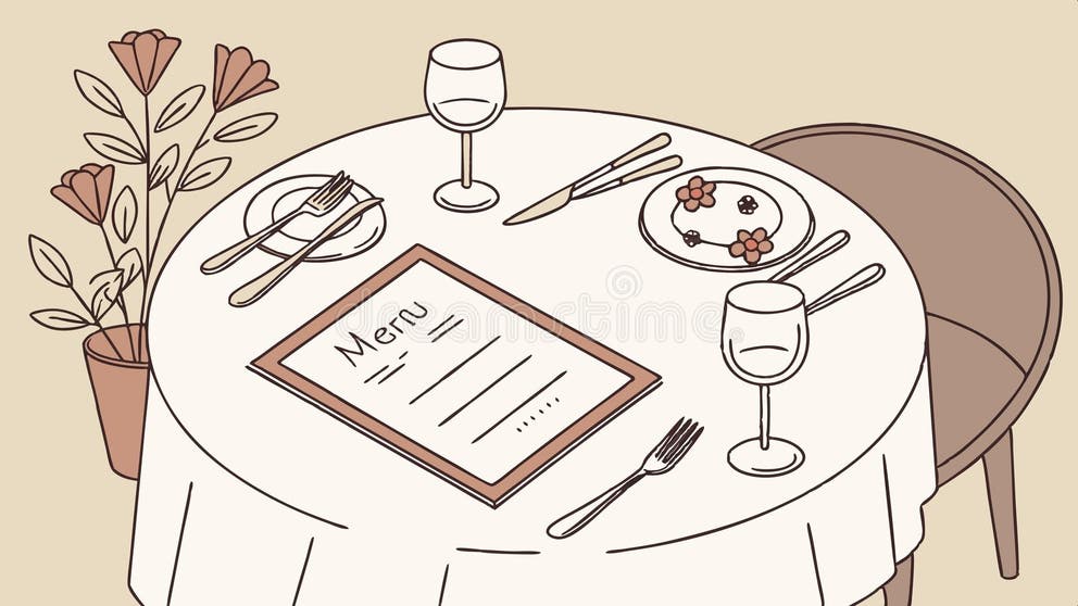 Restaurant Table Setting with Menu, Fine Dining and Culinary Experience ...
