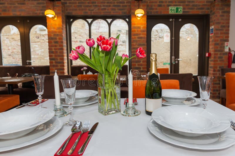Restaurant table setting. stock image. Image of chic - 58580265