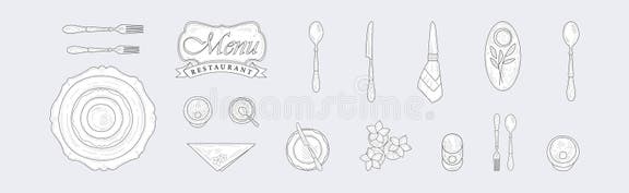 Restaurant Table Setting and Plating Items Vector Set Stock Vector ...