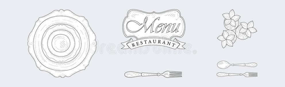 Restaurant Table Setting and Plating Items Vector Set Stock Vector ...