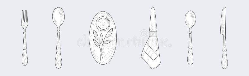 Restaurant Table Setting and Plating Items Vector Set Stock Vector ...