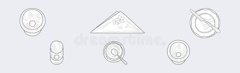 Restaurant Table Setting and Plating Items Vector Set Stock Vector ...