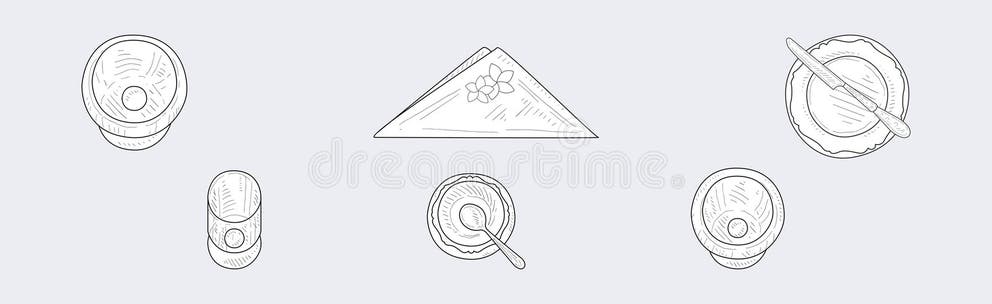 Restaurant Table Setting and Plating Items Vector Set Stock Vector ...