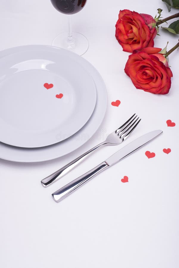 Restaurant Table Set for Valentines with a Rose Stock Image - Image of ...
