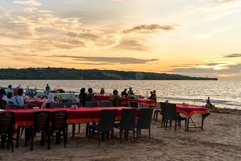 Restaurant Tables on the Beach by the Ocean Editorial Stock Image ...