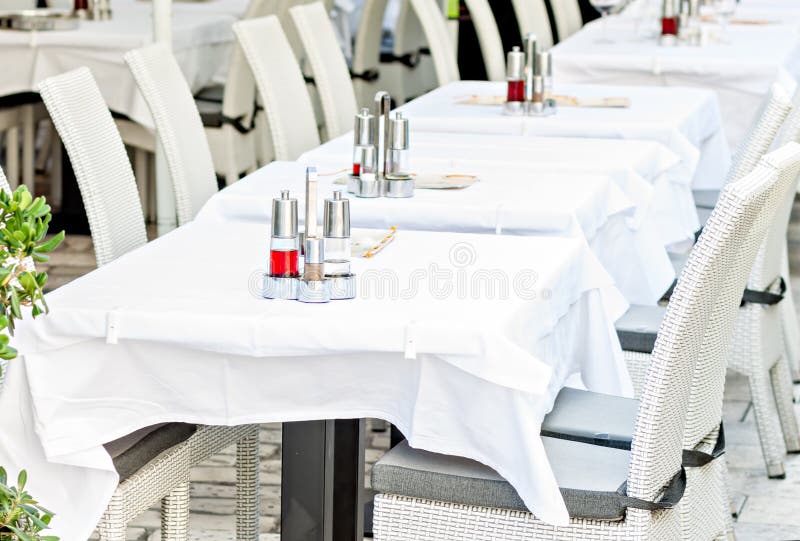 Restaurant Tables Ready To Serve Guests Stock Image - Image of luxury ...