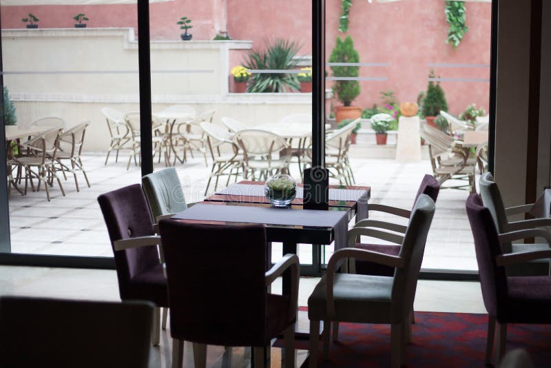 Restaurant Tables by the Window Stock Image - Image of interior ...