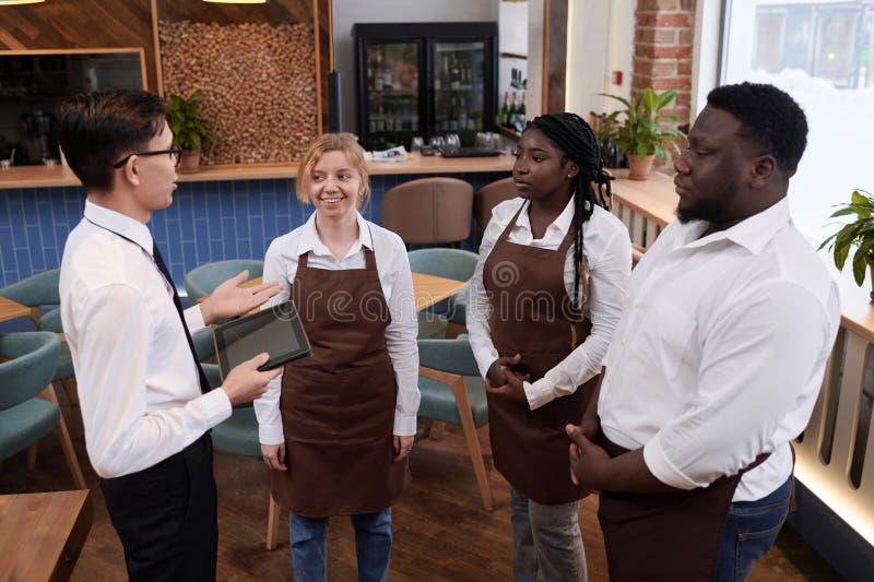Restaurant Team Getting Ready for Work Stock Photo - Image of agenda ...