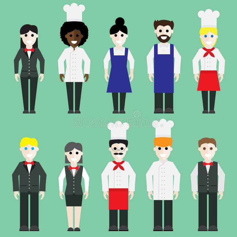 Restaurant team set vector stock vector. Illustration of male - 288385527