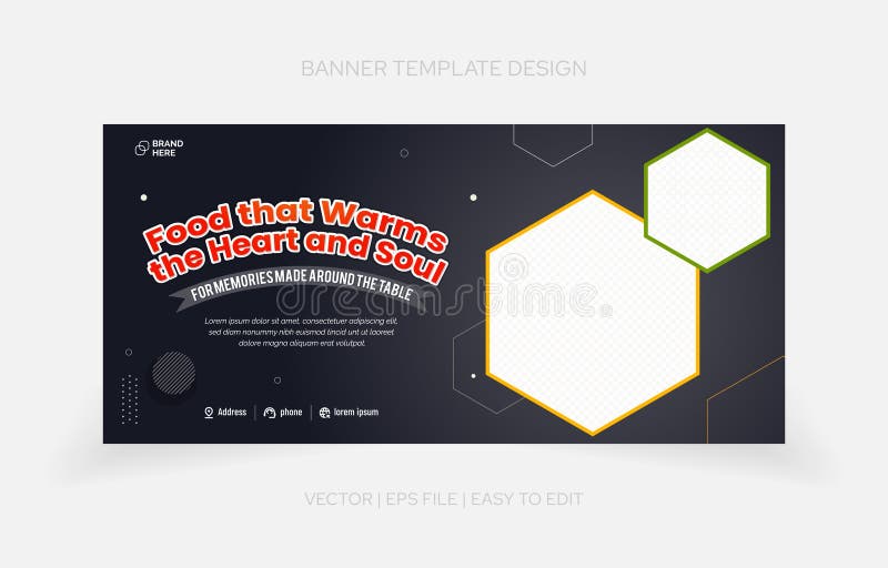 Restaurant Template Banner Design Stock Vector - Illustration of frame ...