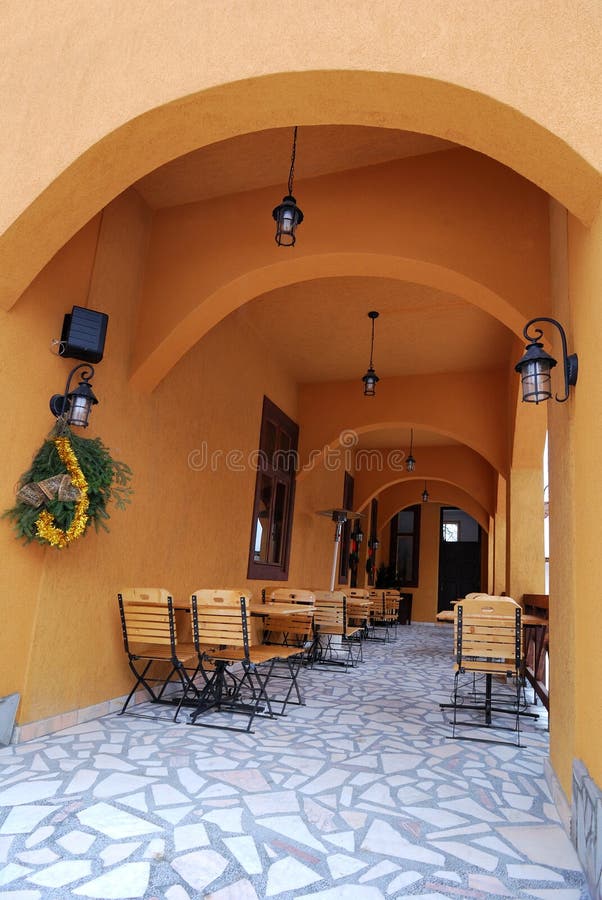 Restaurant terrace stock image. Image of area, seat, style - 12744719