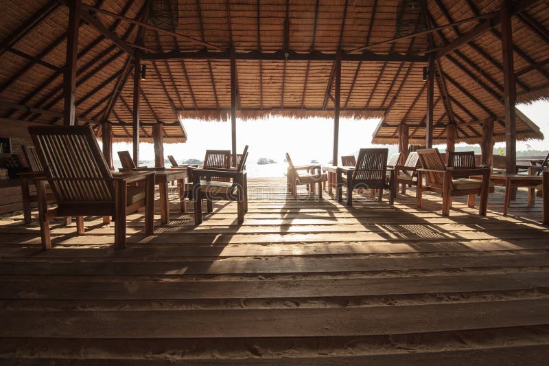 A Restaurant Terrace on Beach Front Stock Image - Image of lifestyle ...