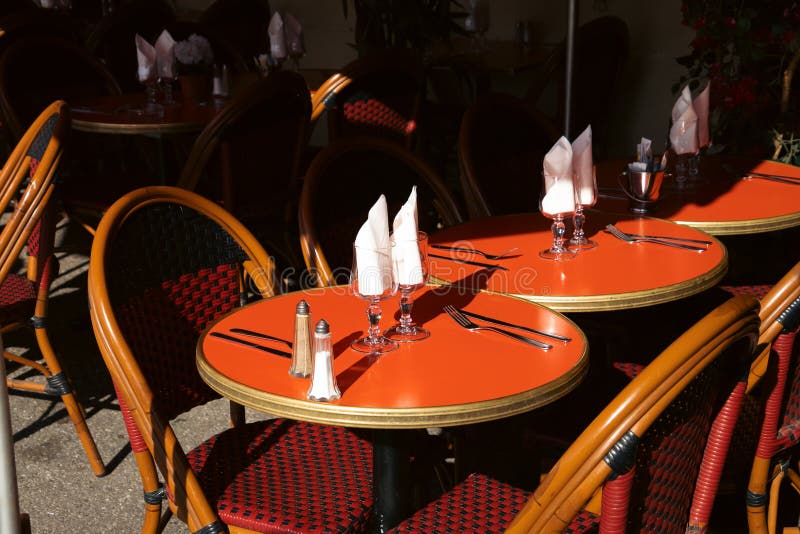 Restaurant Terrace Tables in the Shade Stock Image - Image of terrace ...