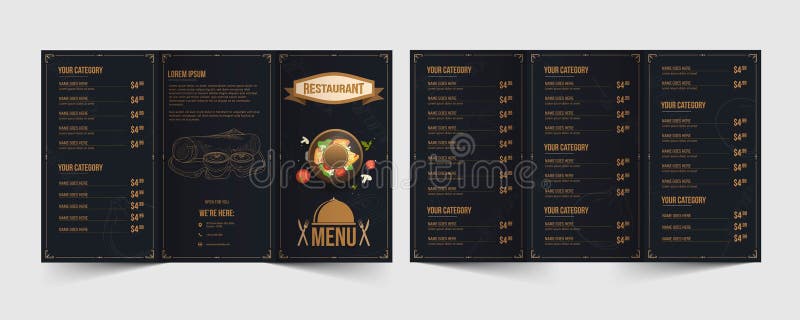 Restaurant Tri-Fold Brochure or Menu Card with Double-Side Stock ...