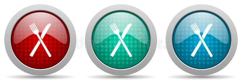 Restaurant Vector Icon Set, Glossy Web Buttons Collection Stock Vector ...