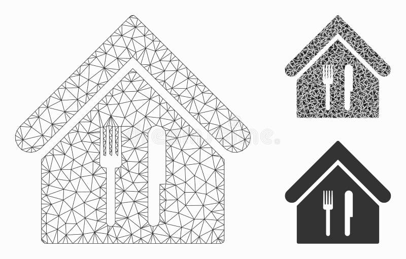 Restaurant Vector Mesh Wire Frame Model and Triangle Mosaic Icon Stock ...