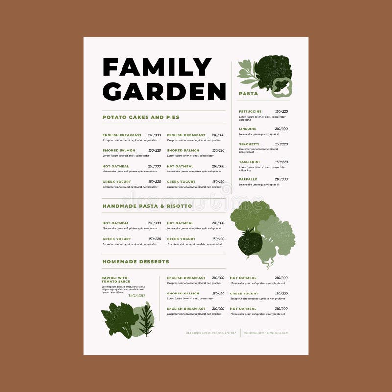Restaurant Vegetable Vertical Menu Template. Cafe Identity. Minimalist ...