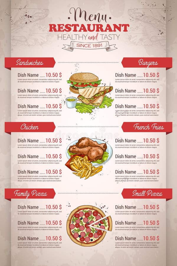 Restaurant Vertical Color Menu Stock Vector - Illustration of card ...