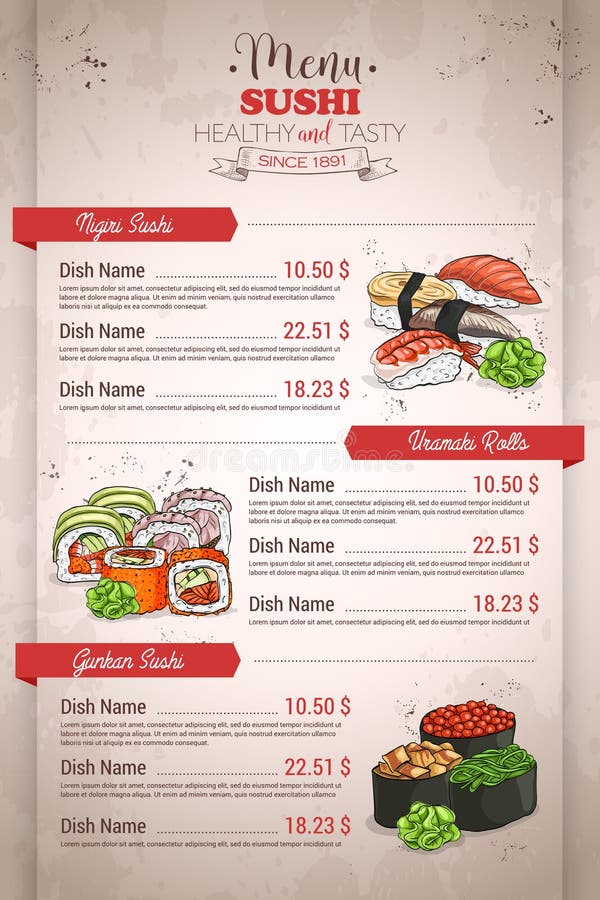 Restaurant Vertical Color Menu Stock Vector - Illustration of card ...