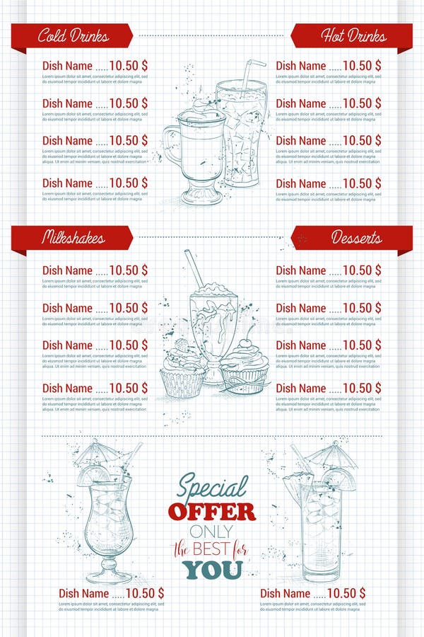 Restaurant Vertical Color Menu Stock Vector - Illustration of card ...