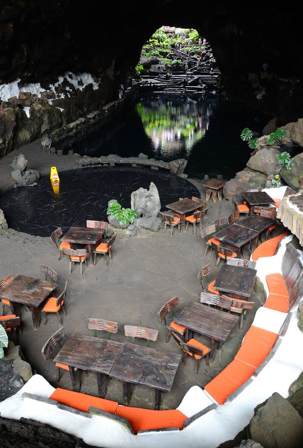 Restaurant in volcano cave stock photo. Image of mountain - 24175424