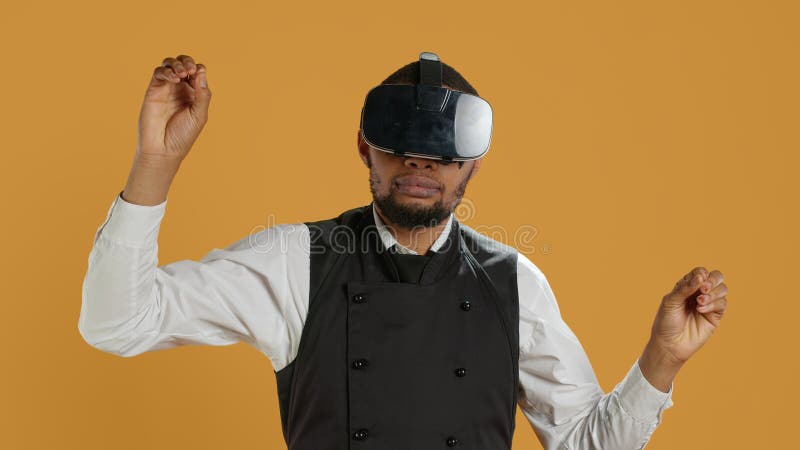 Restaurant Waiter Uses Virtual Reality Headset with Artificial ...