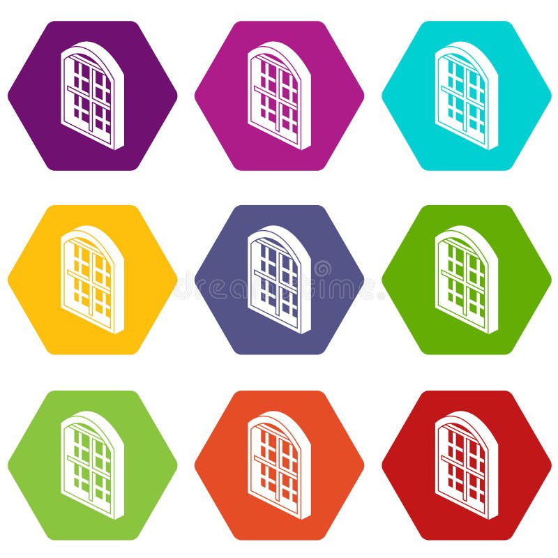 Restaurant Window Frame Icons Set 9 Vector Stock Vector - Illustration ...