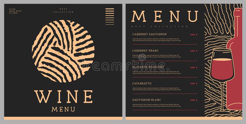 Restaurant Wine Menu Design with Abstract Wine Texture. Stock Vector ...