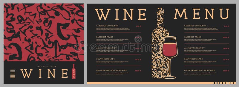 Restaurant Wine Menu Design with Abstract Wine Texture. Stock Vector ...